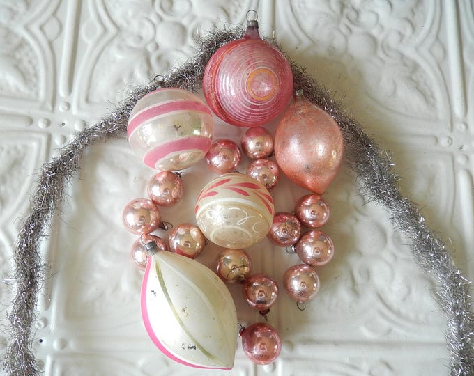 Beautiful Lot of 18 PINK Vintage Christmas Tree Ornaments ~ Mercury ...
