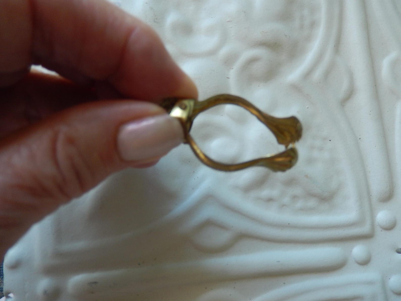 Antique Lot of 6 Metal Cafe Curtain Clips ~ Marked Germany 1.5