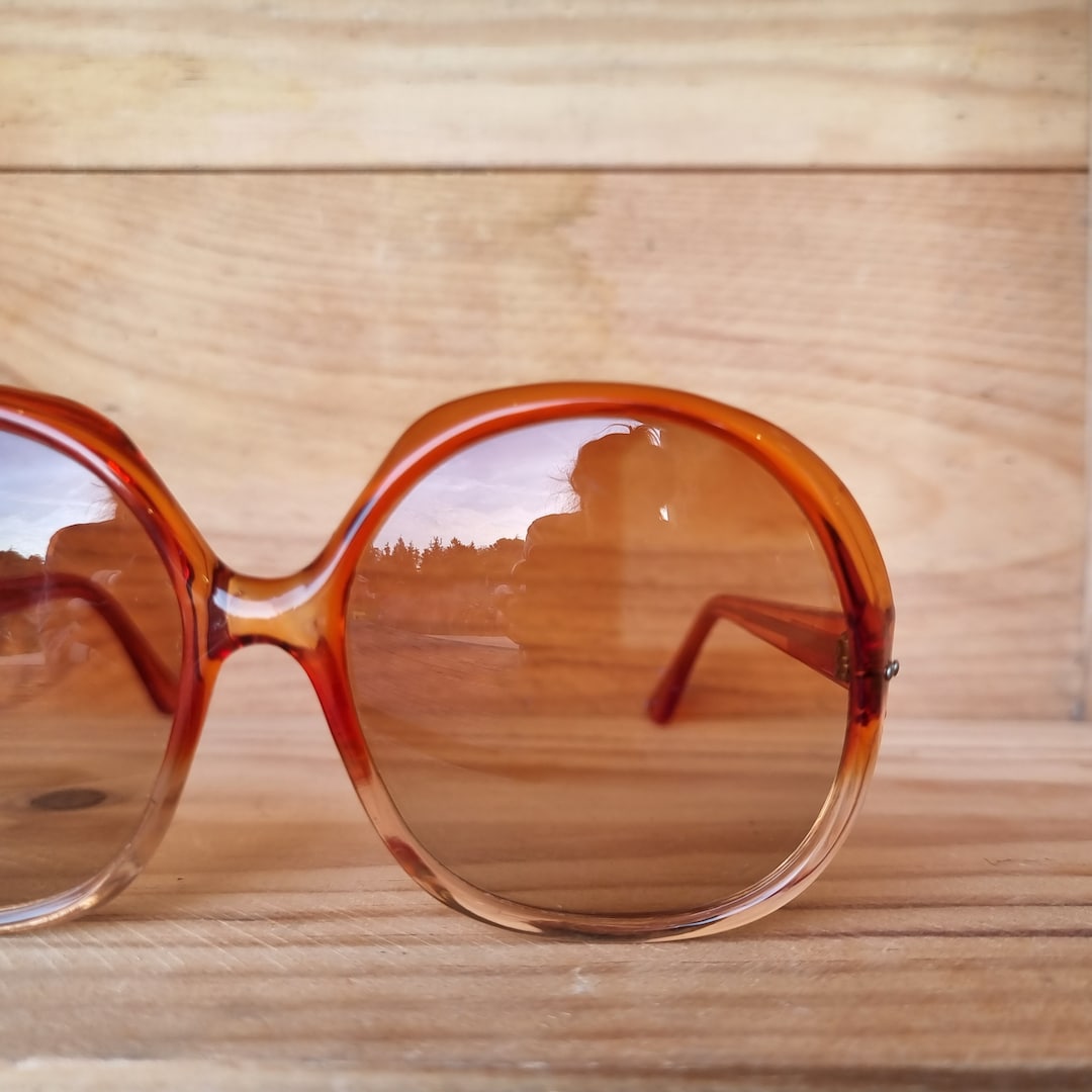 Vintage Sunglasses, Oversized Sunglasses, Round Vintage 70's Women's ...