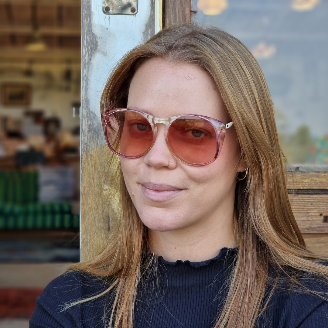 Authentic 70s Vintage Sunglasses Clear Dusty Pink Frames Only Large Round Sunglasses Frame New