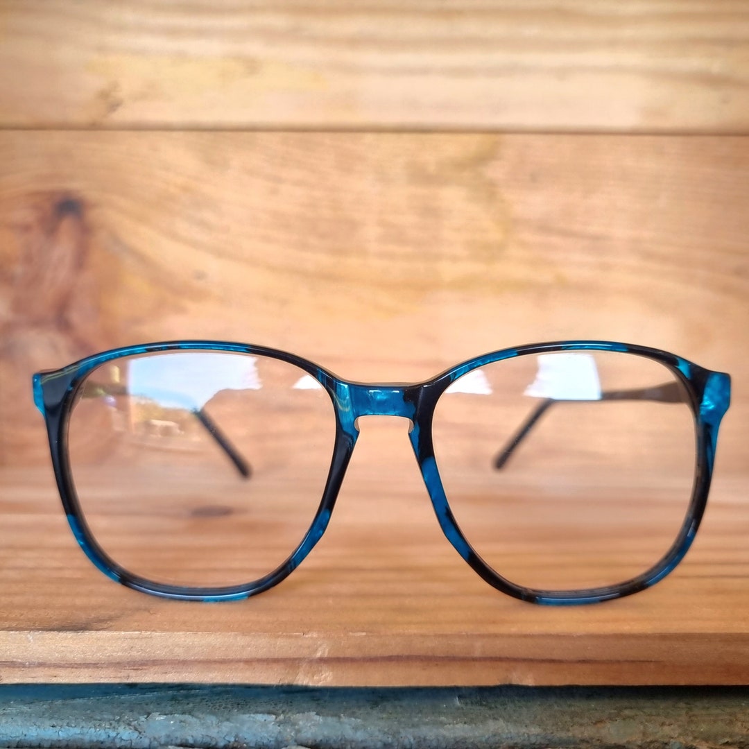 80's Vintage Round Blue Eyeglasses Frame, Unworn Vintage Women Men ...