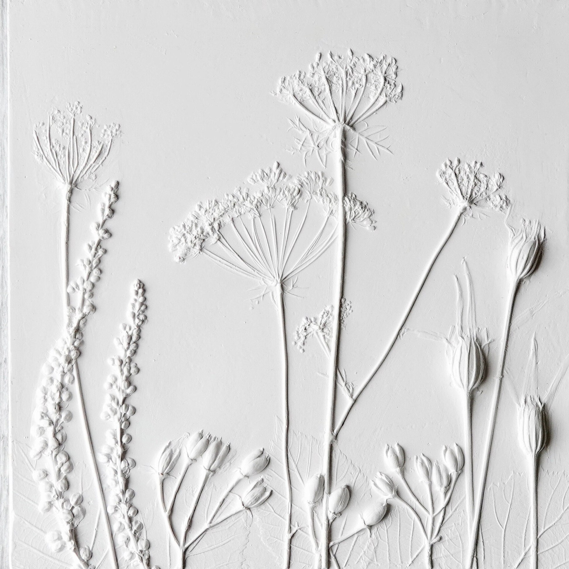Autumn No.1, Plaster Cast Wall Art 20 X 20cm 8 X 8'' Flower Art Tile ...