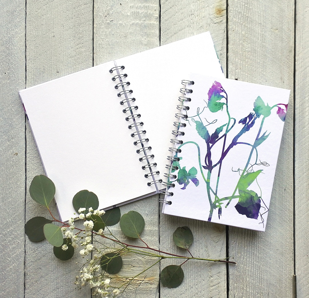 Sweet Peas Spiral Notebook: Botanical Hardback Journal - Etsy