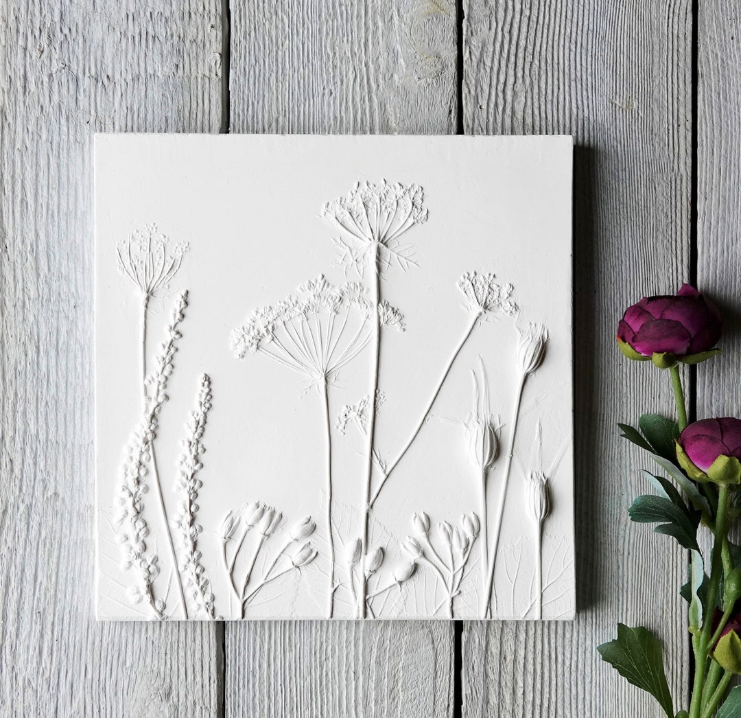 Autumn No.1, Plaster Cast Wall Art 20 X 20cm 8 X 8'' Flower Art Tile ...