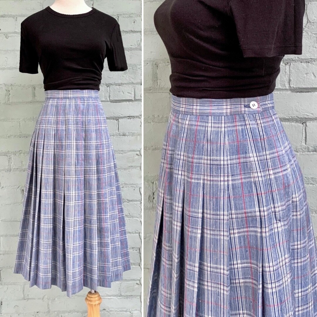 Vintage 1970s Pleated Plaid Midi Skirt 70s Pendleton Infinity Pleat ...