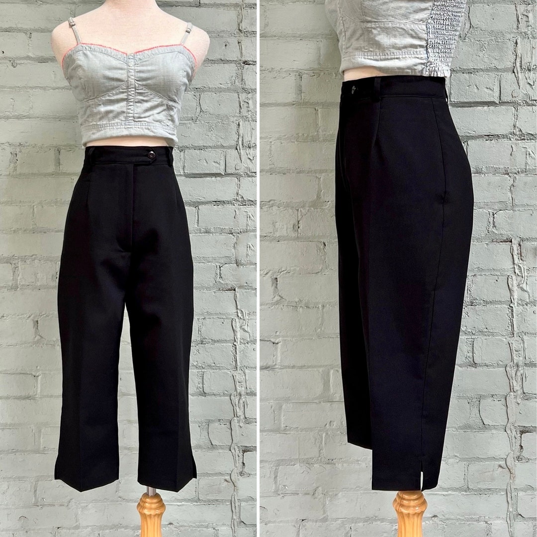 Vintage 1990s Black Capri Pants 90s Pedal Pusher Cropped Pants Mod Pin ...