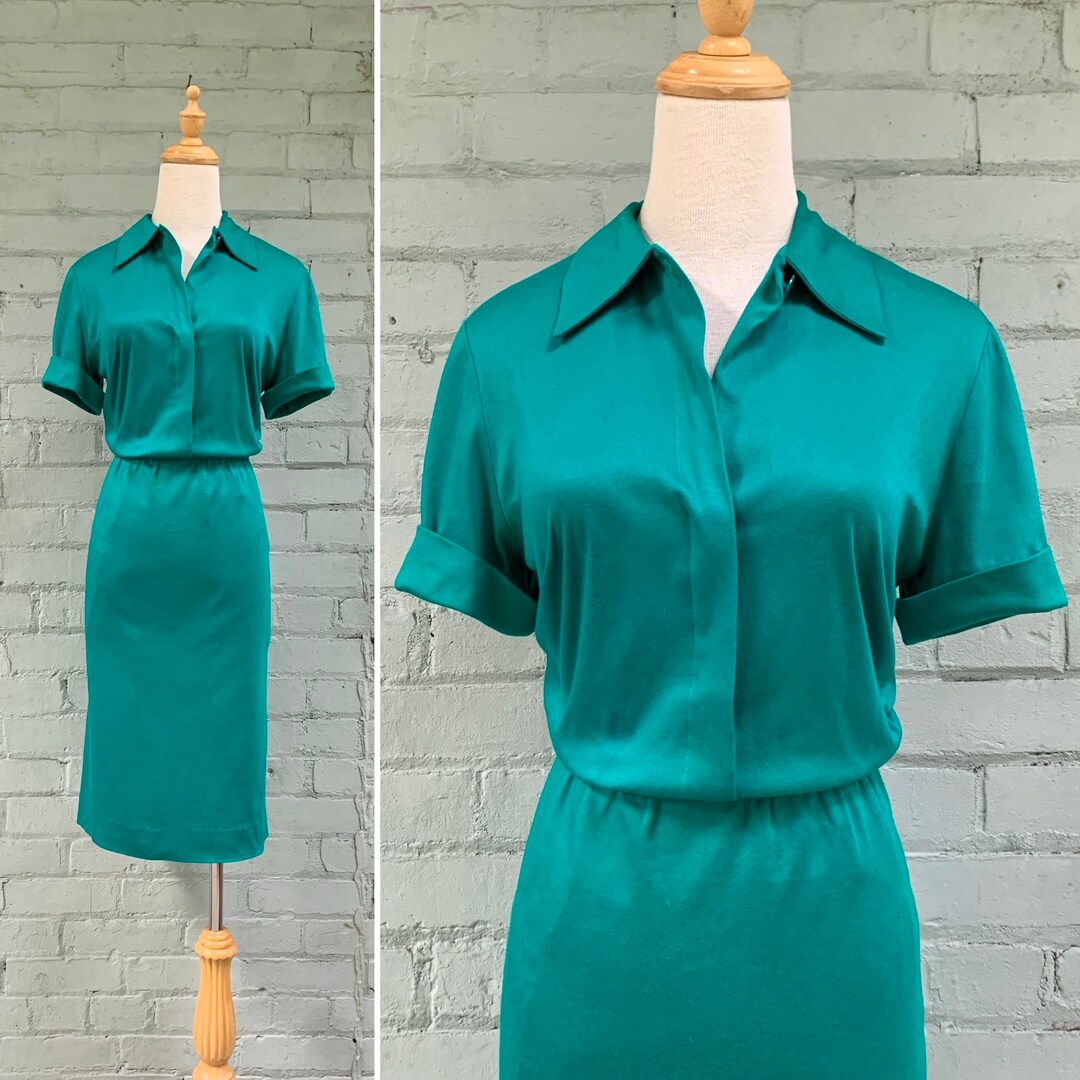 Vintage 1970s Short Sleeve Midi T-shirt Dress 70s Preppy Jersey Knit ...
