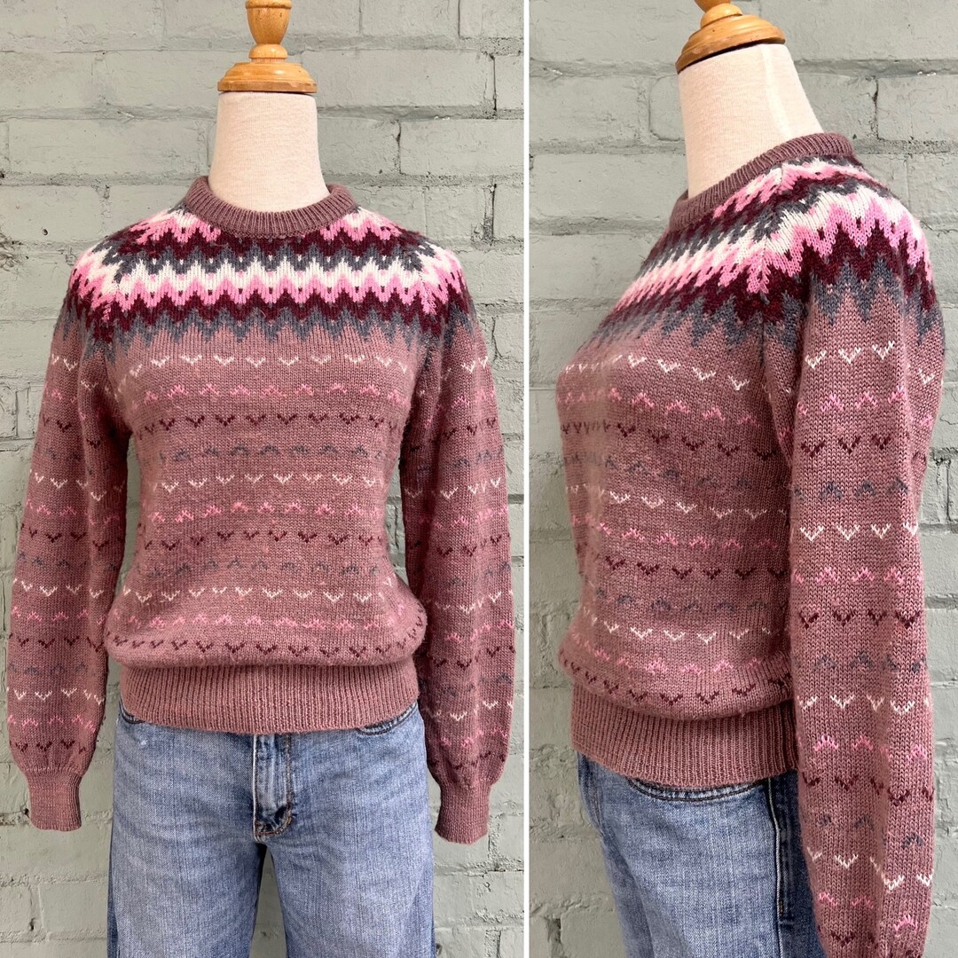 Vintage 1970s Fair Isle Sweater 70s Jacquard Knit Pullover - Etsy
