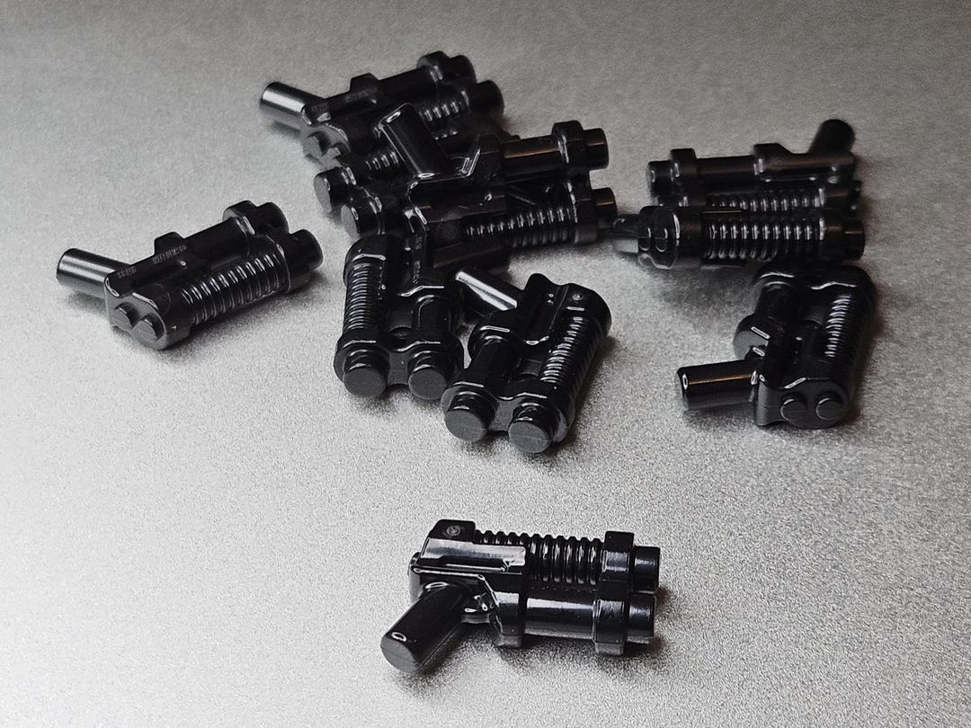 Lego Black Minifigure, Weapon Gun, Two Barrel Pistol 10-rib Top Barrel ...