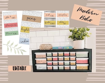 Boho Daisy EDITABLE Teacher Toolbox Drawer Labels Instant Download - Etsy