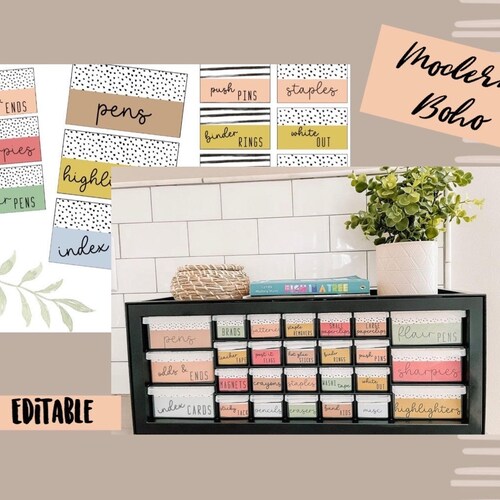 Modern Boho Teacher Toolbox Drawer Labels EDITABLE - Etsy