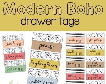 Neutral Boho Teacher Toolbox Drawer Labels EDITABLE | Etsy UK