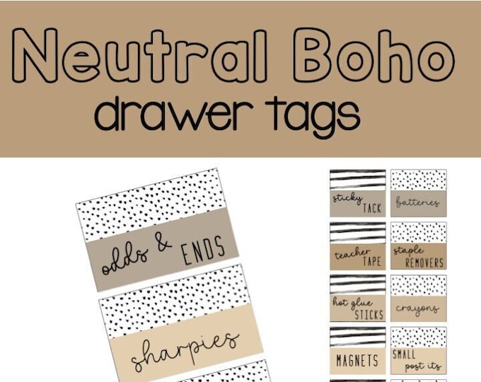 Neutral Boho Teacher Toolbox Drawer Labels EDITABLE - Etsy