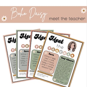 Boho Daisy Meet the Teacher Posters EDITABLE - Etsy