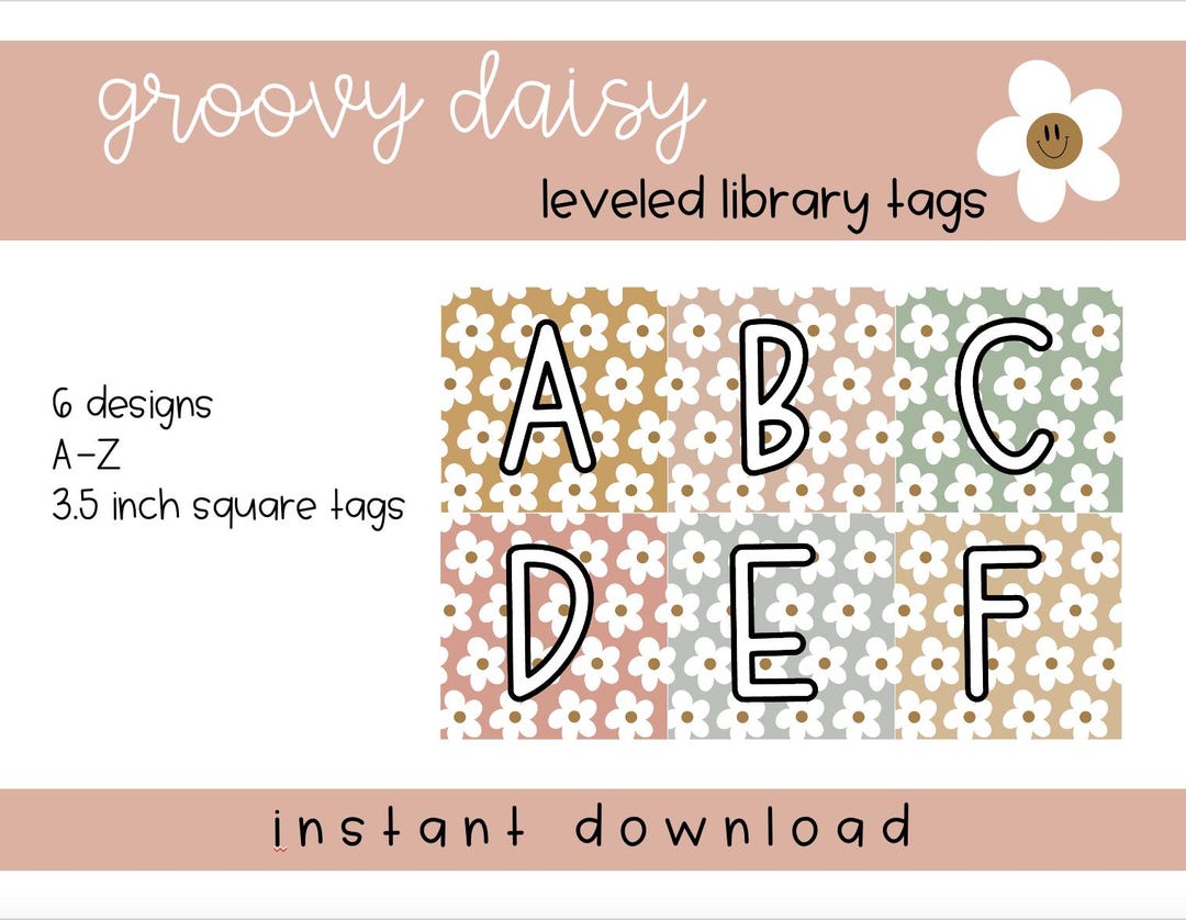Groovy Daisy Leveled Library Tags for Classroom INSTANT DOWNLOAD - Etsy