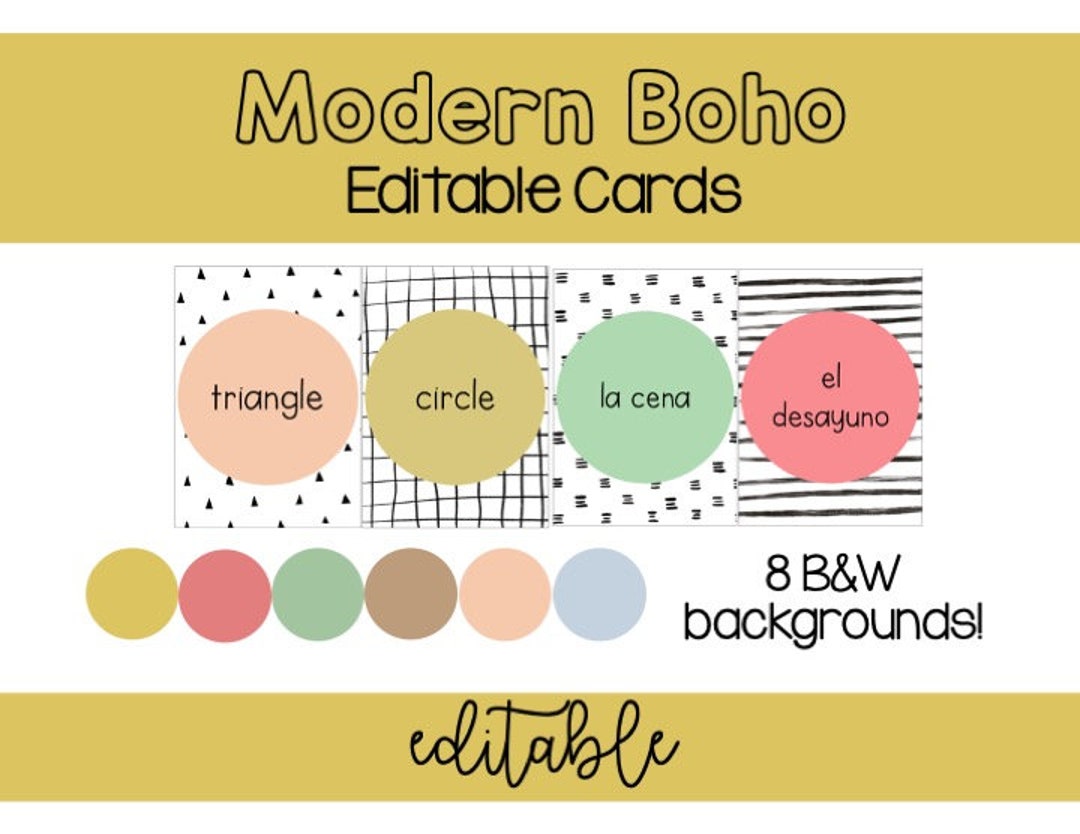 Modern Boho Editable Cards - Etsy