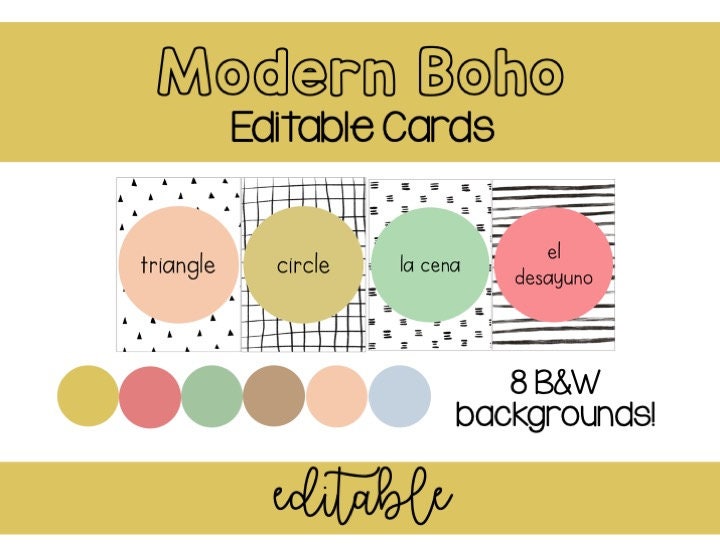 Modern Boho Editable Cards - Etsy