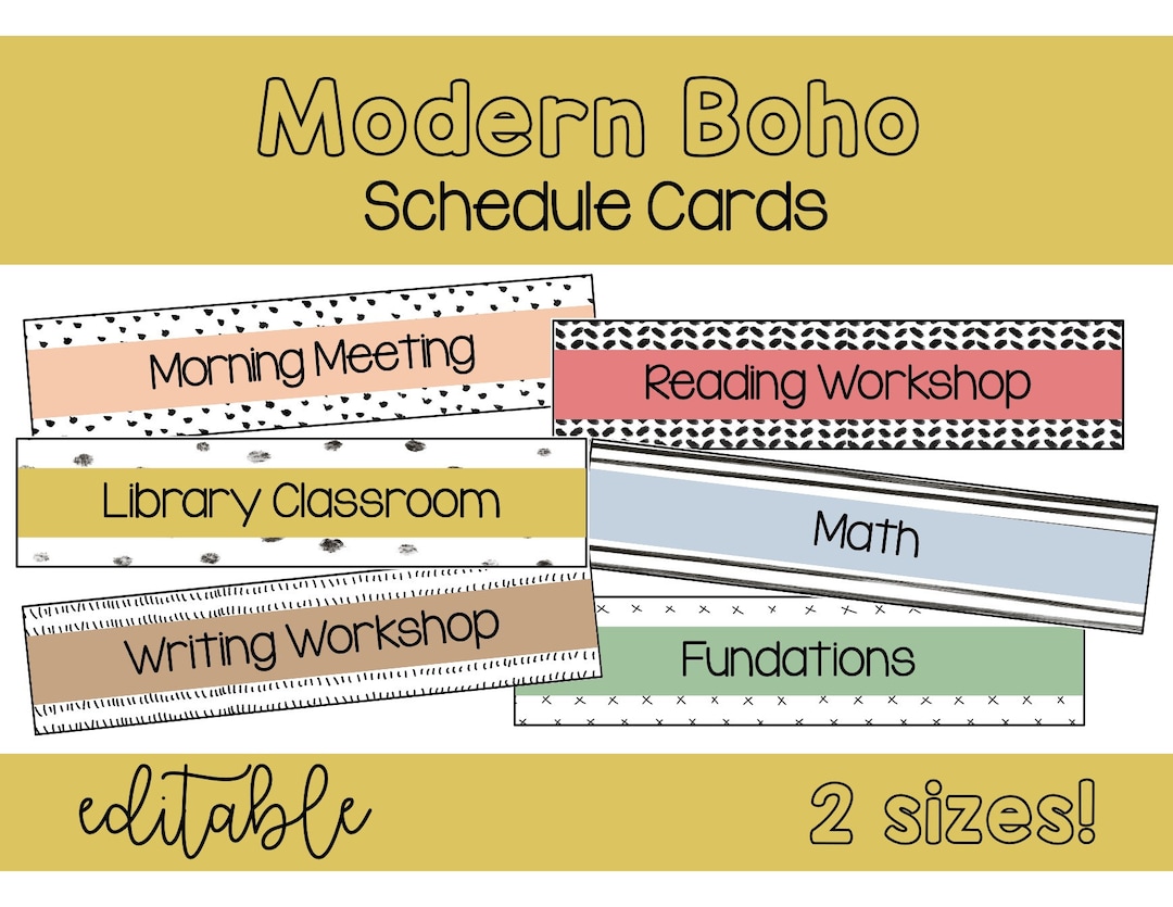 Modern Boho Classroom Schedule Cards - Etsy