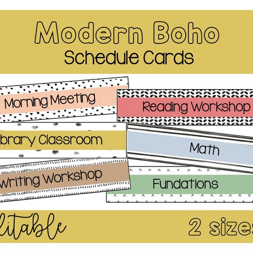 Boho Rainbow EDITABLE Schedule Cards Rainbow Classroom Decor - Etsy