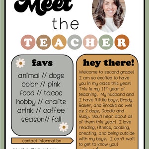 Boho Daisy Meet the Teacher Posters EDITABLE - Etsy