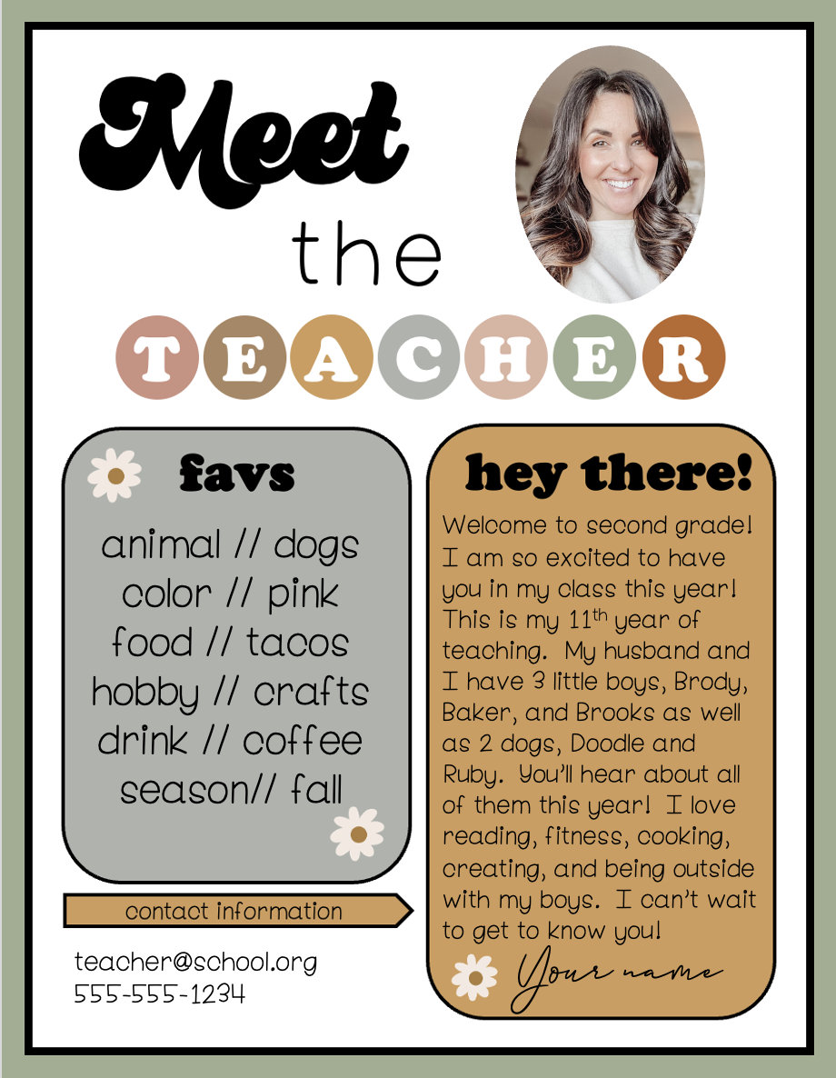 Boho Daisy Meet the Teacher Posters EDITABLE - Etsy