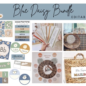 Blue Daisy EDITABLE Classroom Decor Bundle - Etsy