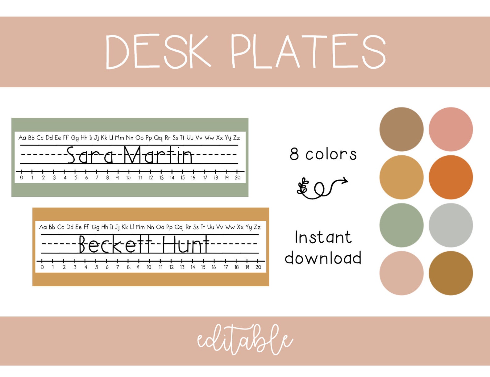 Simple Boho Editable Desk Plates - Etsy