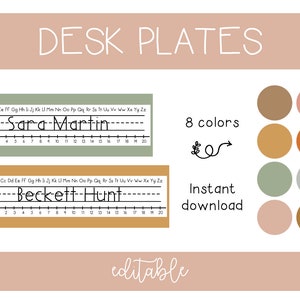 Simple Boho Editable Desk Plates - Etsy