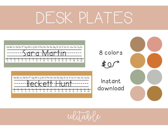 Simple Boho Editable Desk Plates | Etsy