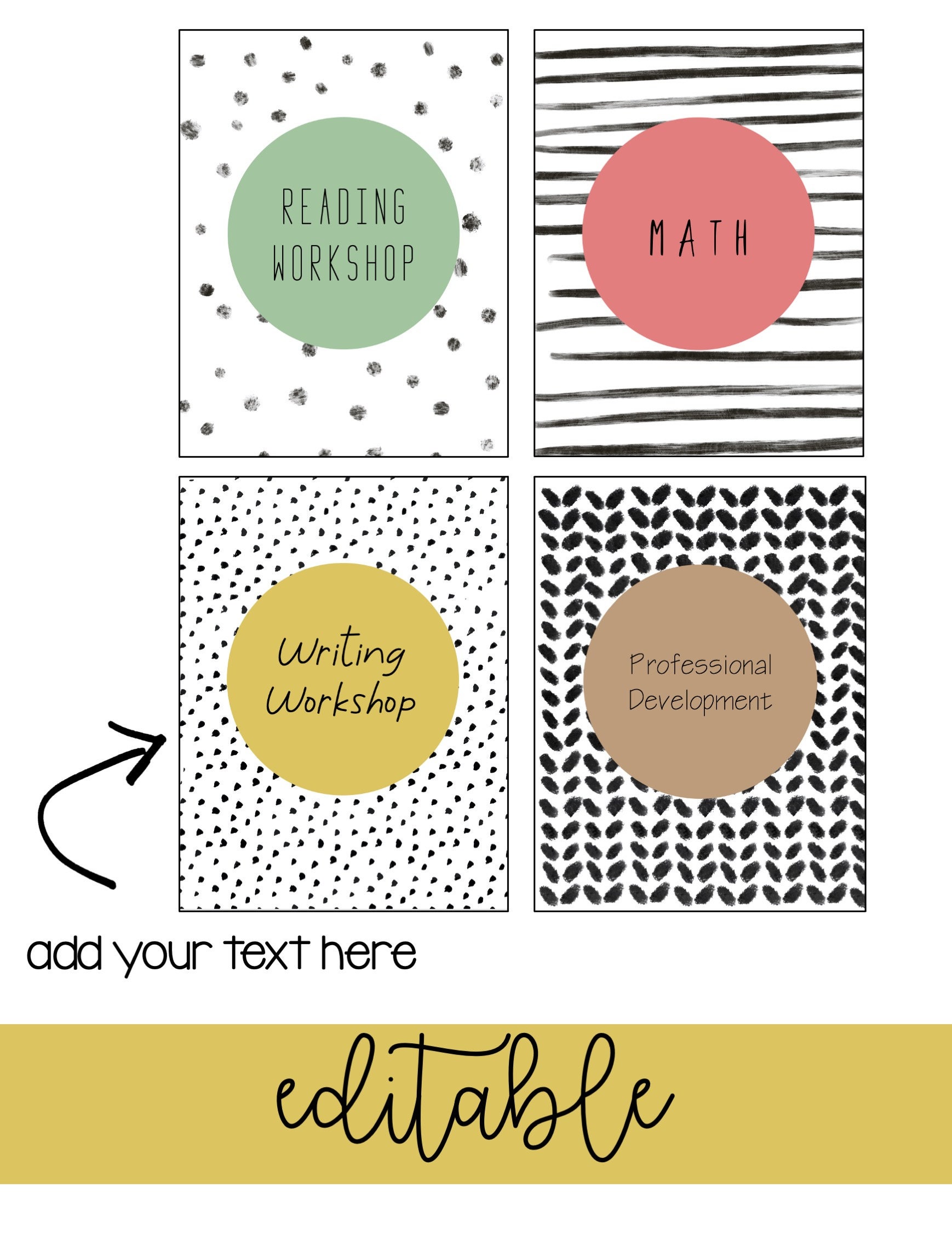 Modern Boho Binder Covers EDITABLE - Etsy