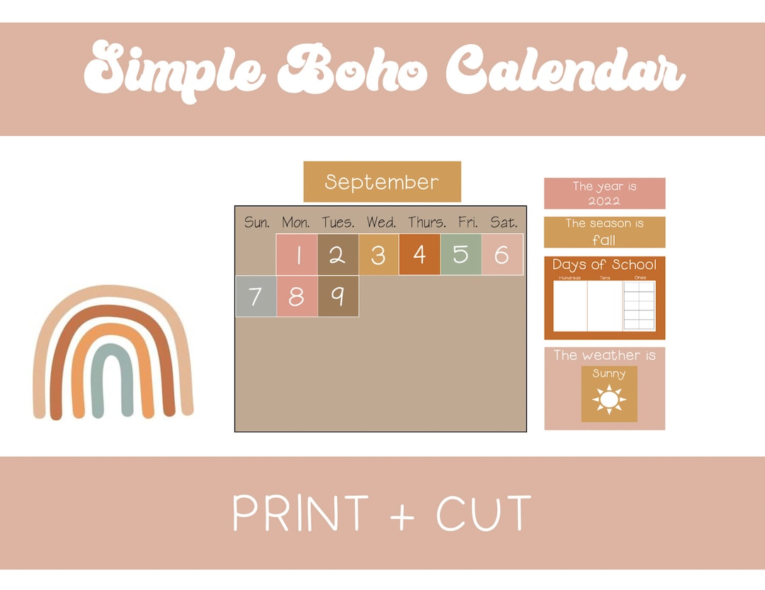 Simple Boho Calendar Cards - Etsy