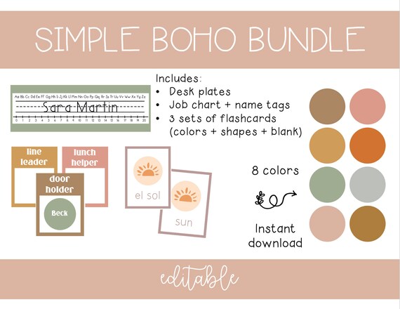 Simple Boho Classroom Bundle CUSTOM - Etsy
