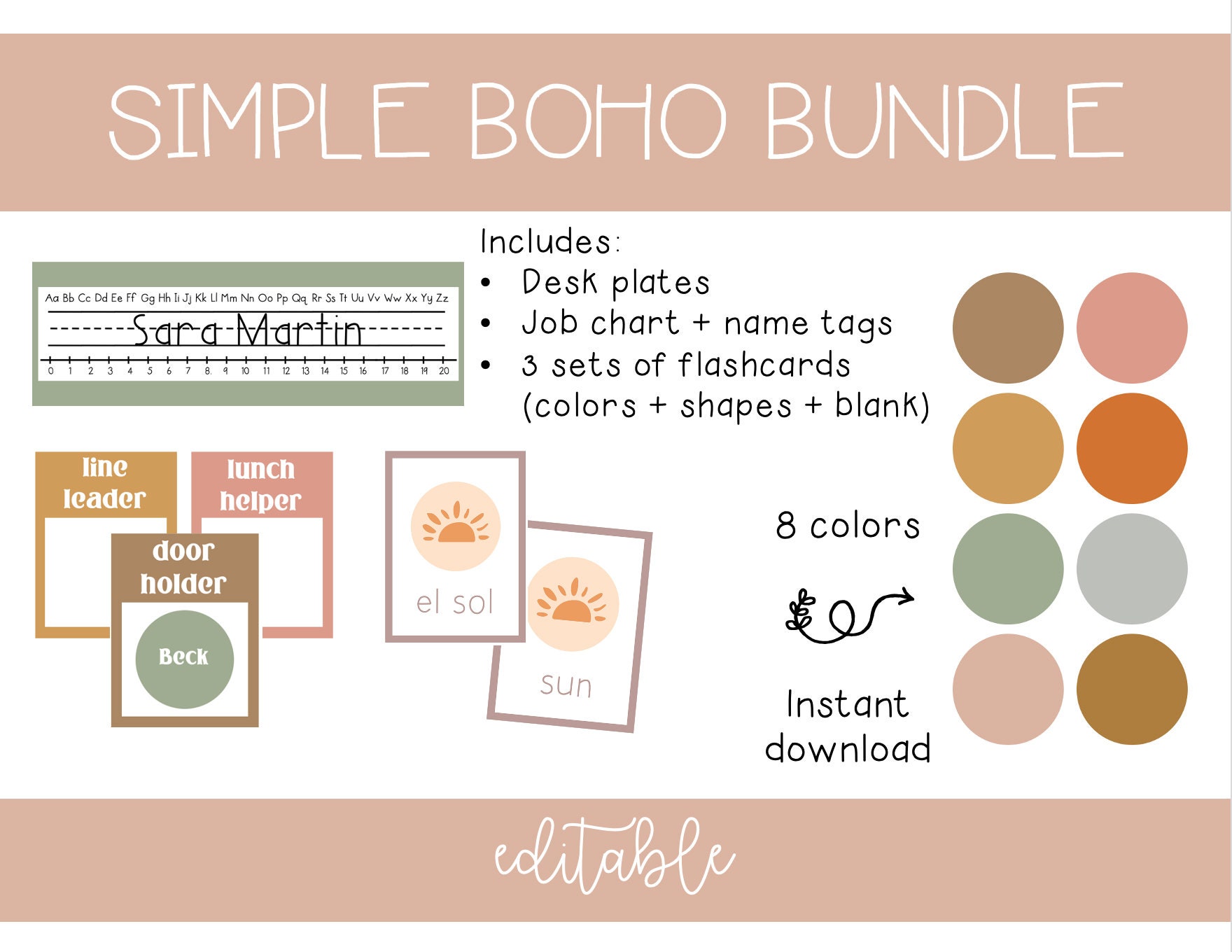 Simple Boho Classroom Bundle CUSTOM - Etsy
