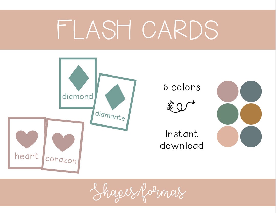 Boho Shape Flashcards English/spanish INSTANT DOWNLOAD - Etsy