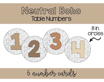 Neutral Classroom Table Number Signs INSTANT DOWNLOAD - Etsy
