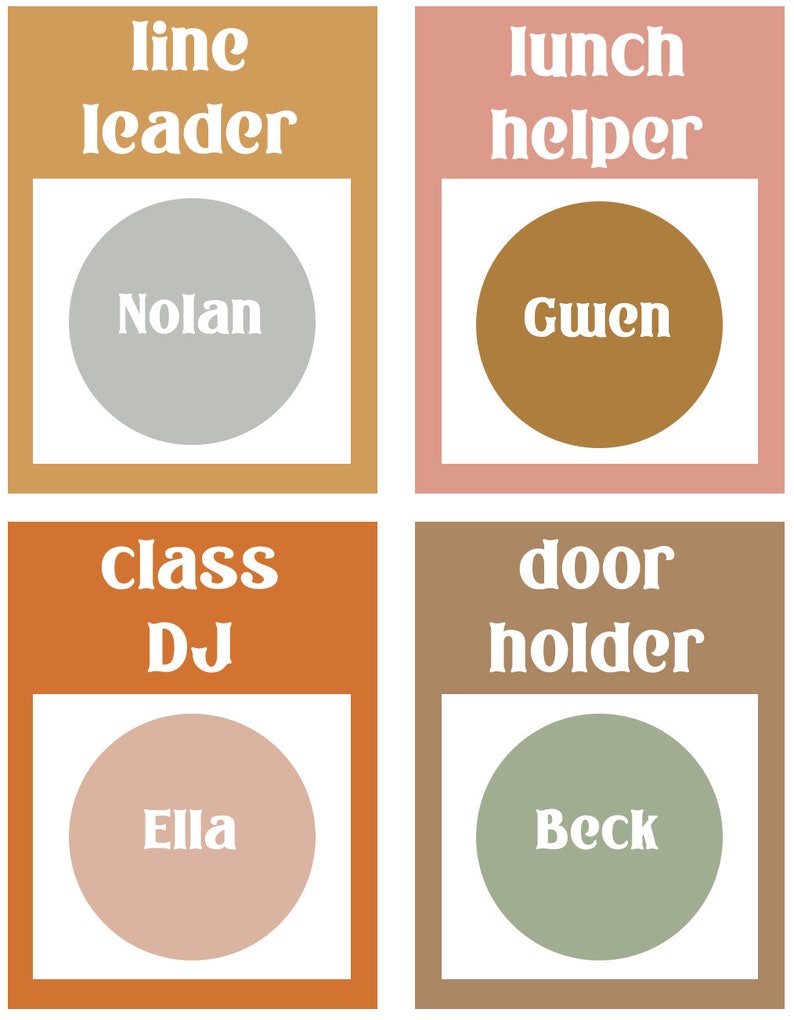 Simple Boho Editable Job Chart - Etsy