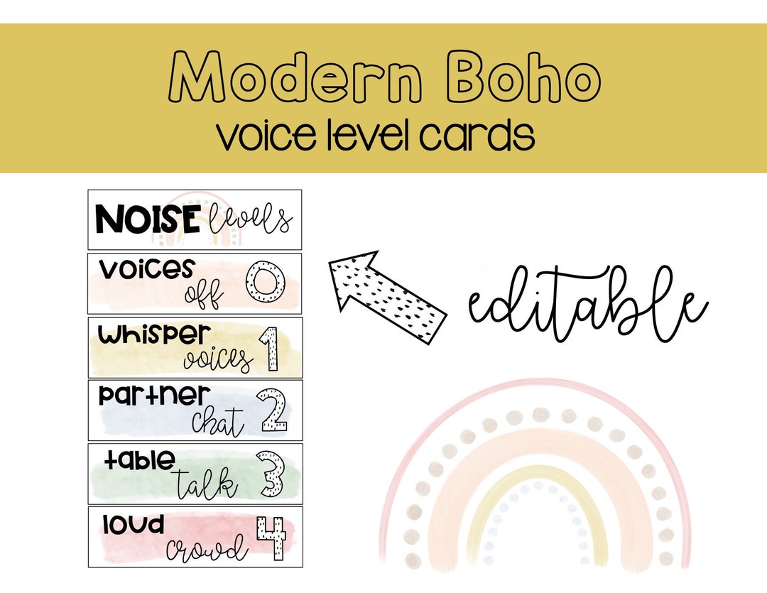 Modern Boho Noise Level Chart EDITABLE - Etsy