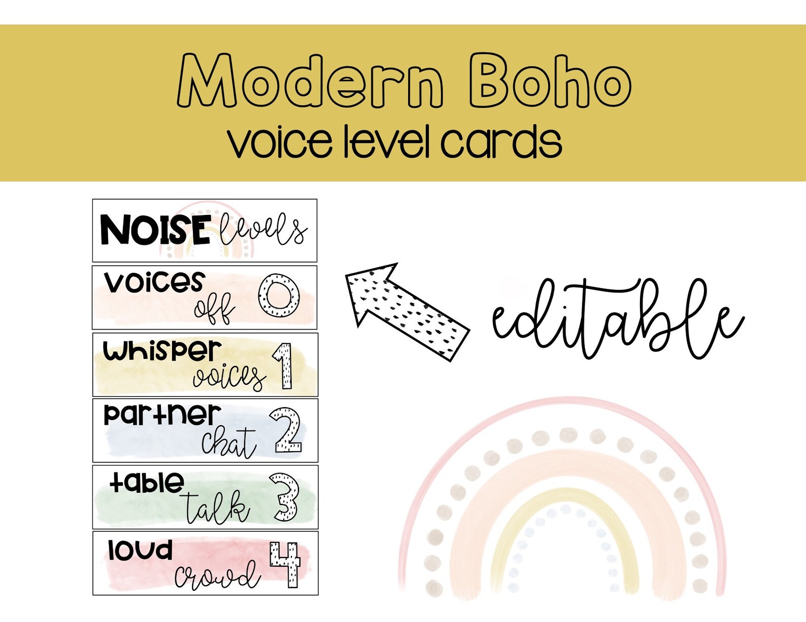 Modern Boho Noise Level Chart EDITABLE - Etsy