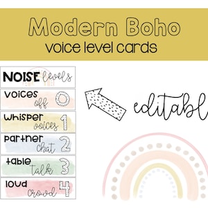 Modern Boho Noise Level Chart EDITABLE | Etsy