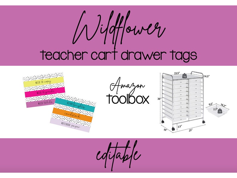 Wildflower Brights Large Drawer Labels - Etsy