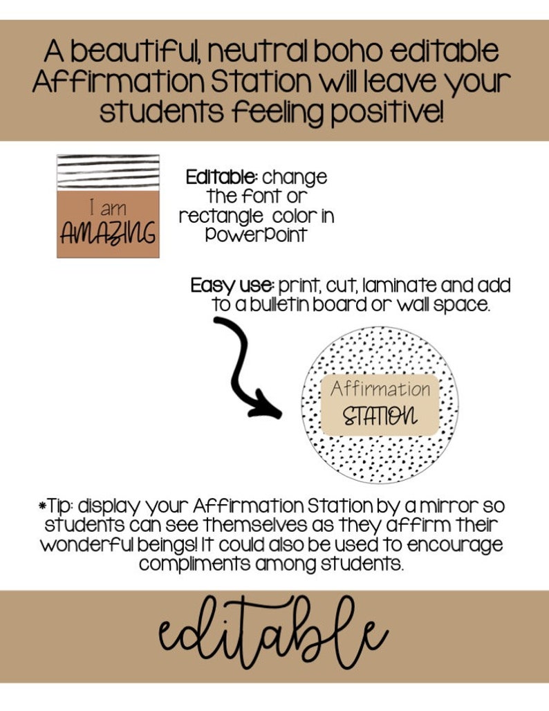 Neutral Boho Affirmation Station EDITABLE - Etsy