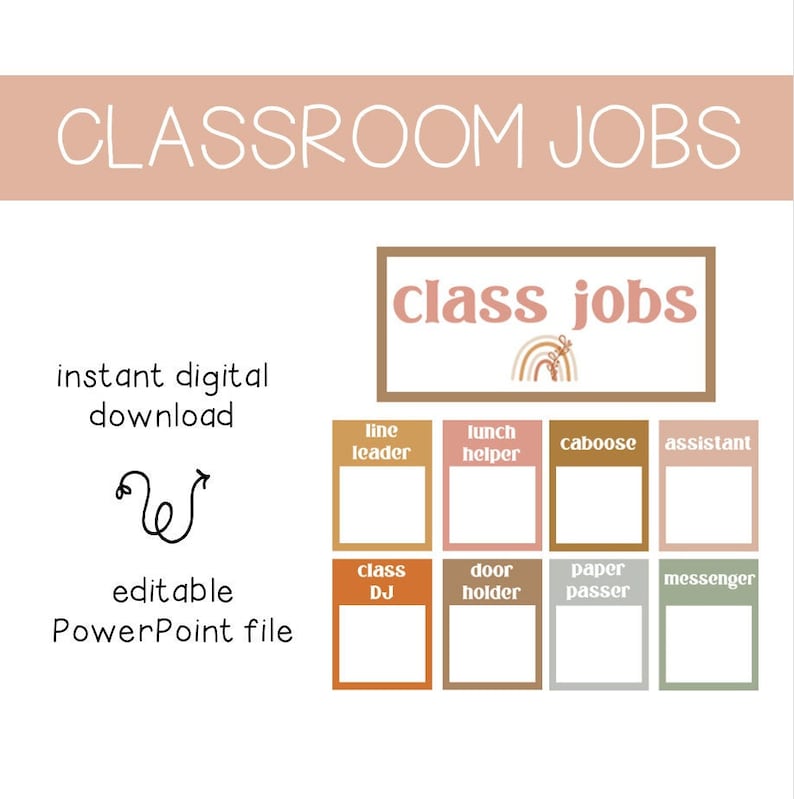 Simple Boho Editable Job Chart - Etsy