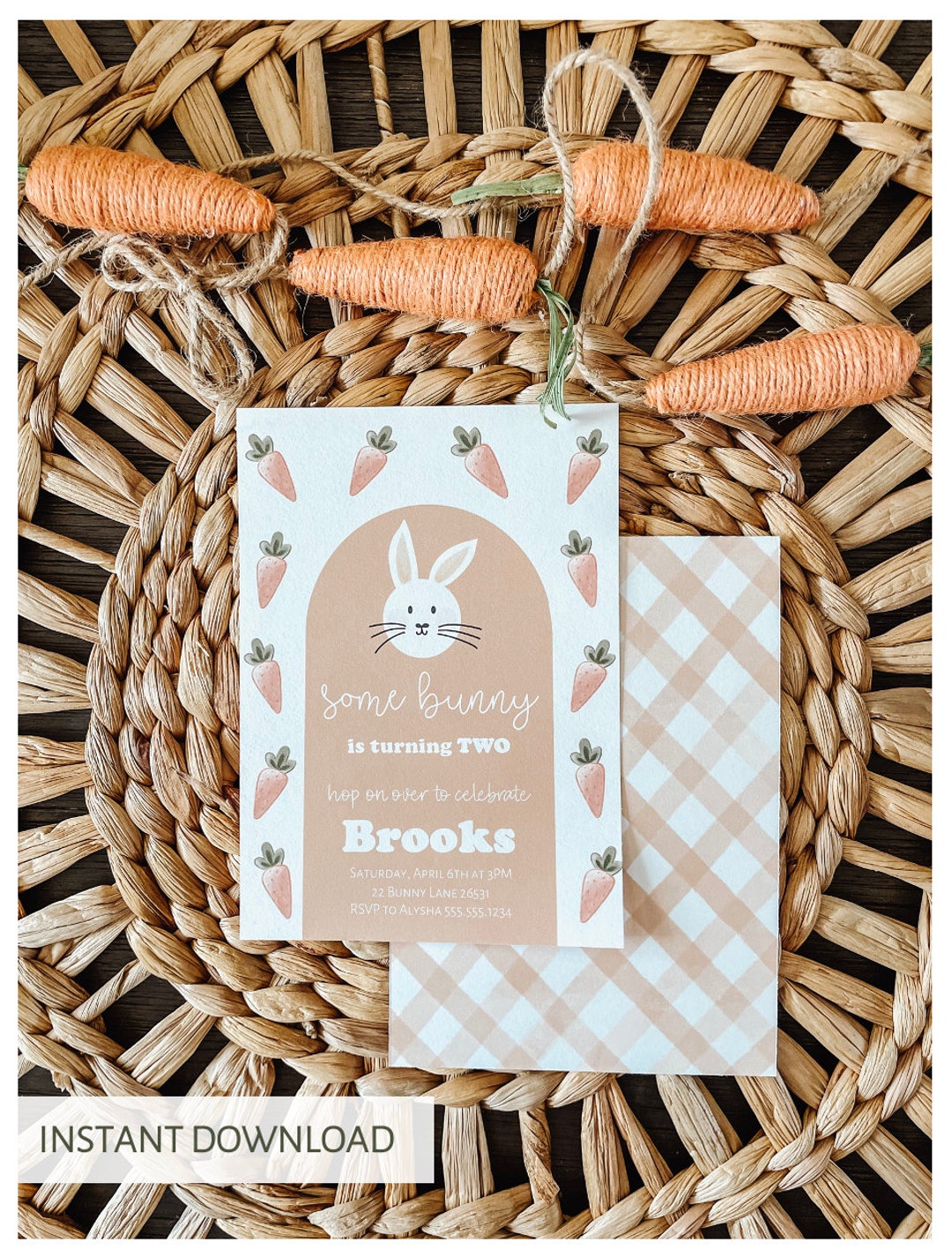 Bunny Birthday Invitation Template, Some Bunny, Editable Instant ...