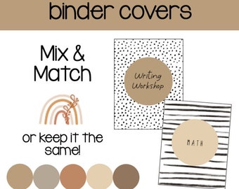 BOHO Rainbow Editable Binder Covers and Spines BOHO Classroom - Etsy