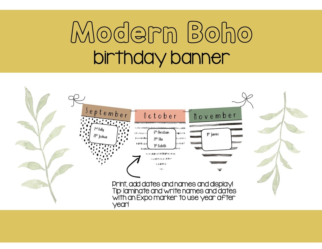 Modern Boho EDITABLE Birthday Banner - Etsy
