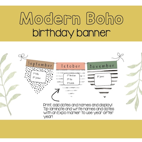 EDITABLE Classroom Birthday Display Modern Colorful - Etsy