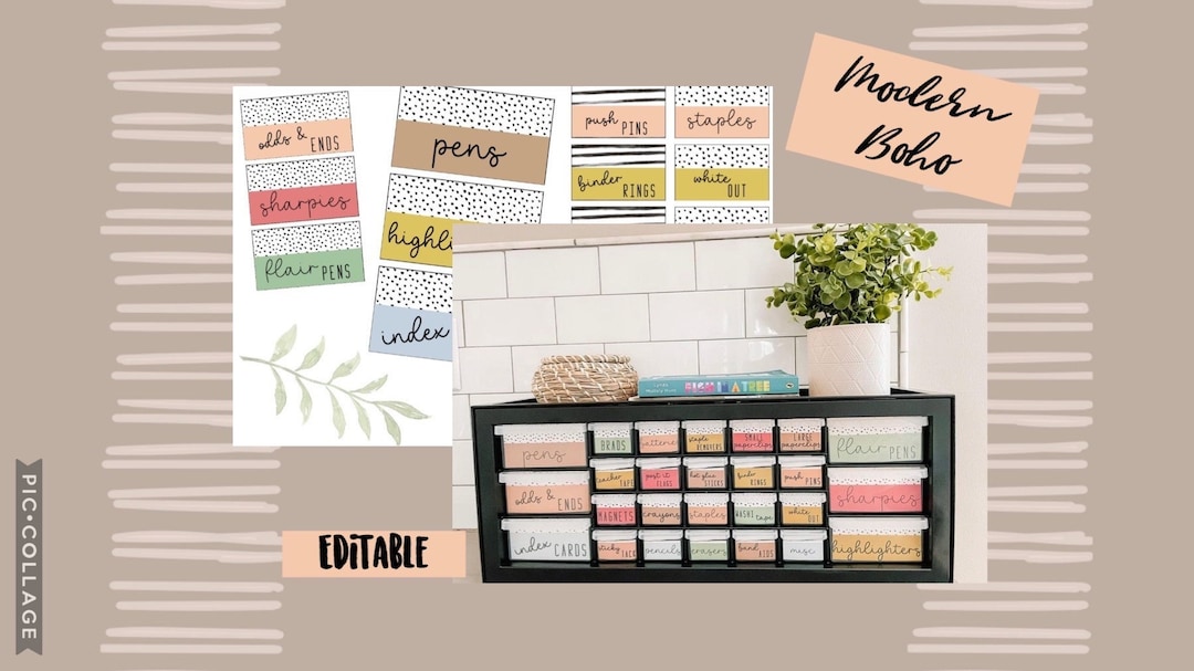 Modern Boho Teacher Toolbox Drawer Labels EDITABLE - Etsy
