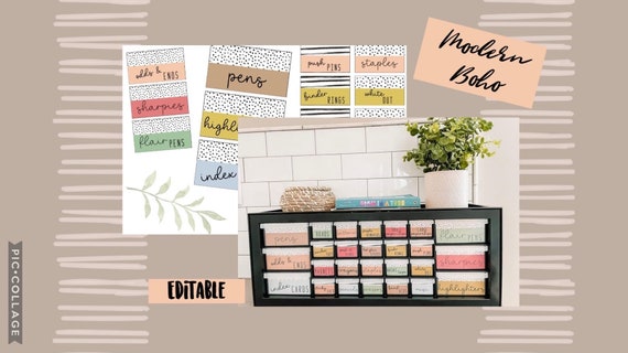 Modern Boho Teacher Toolbox Drawer Labels EDITABLE - Etsy