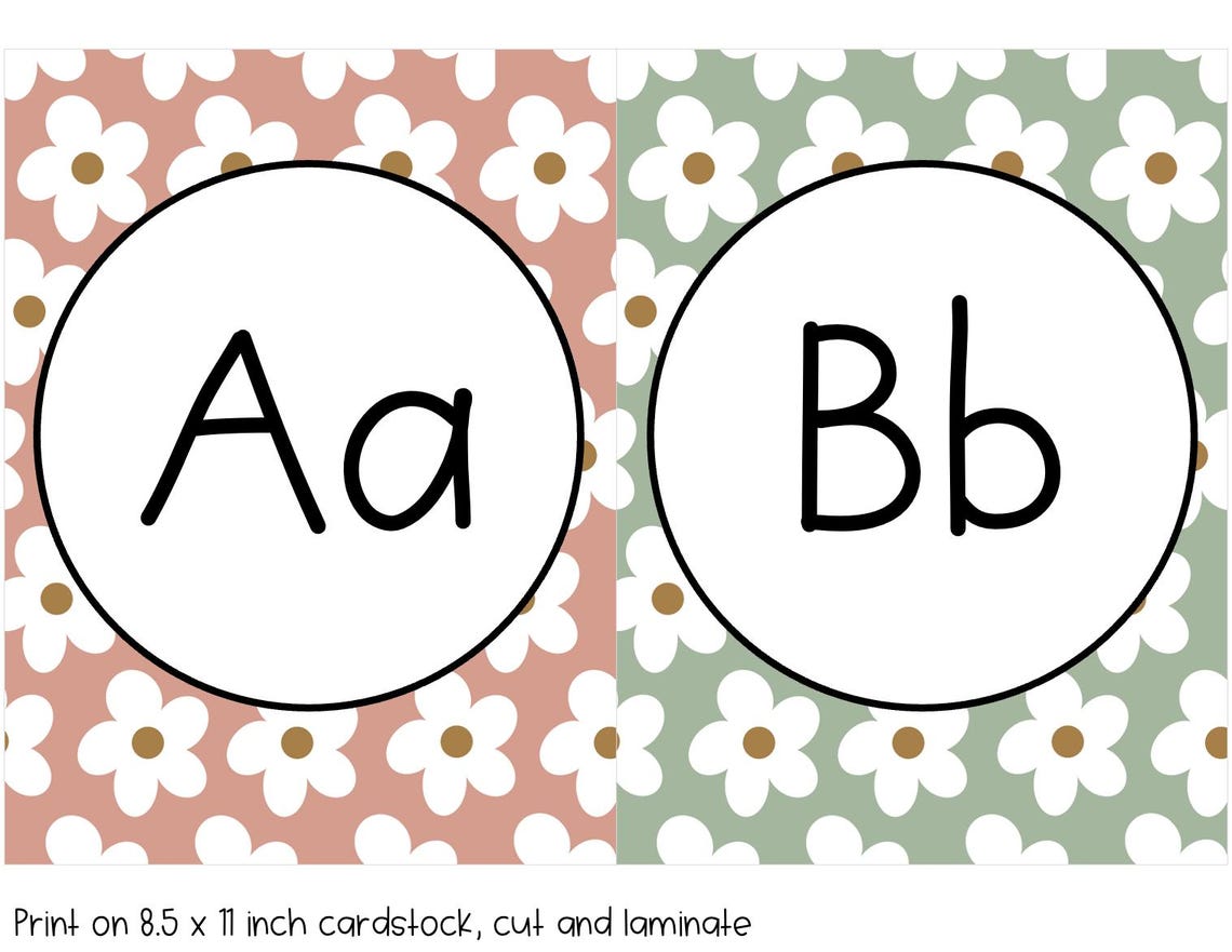 Groovy Daisy Alphabet Display Cards INSTANT DOWNLOAD - Etsy