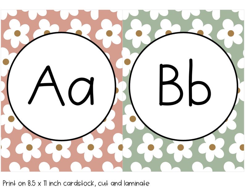 Groovy Daisy Alphabet Display Cards INSTANT DOWNLOAD - Etsy